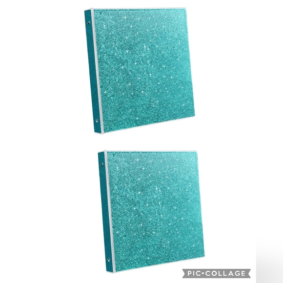 Office | Set Of Two 1 Inch Binder 3 Ring Glitter Binder Teal | Poshmark
